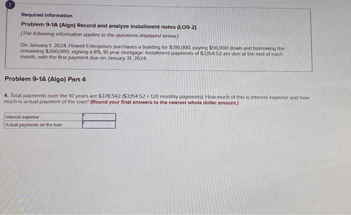 Solved Required information Problem 9-1A (Algo) Record and | Chegg.com