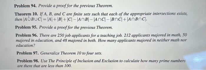 Solved Problem 94. Provide a proof for the previous Theorem. | Chegg.com