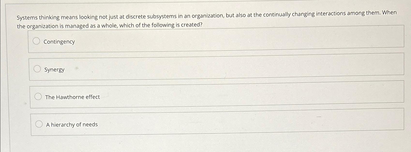 Solved Systems thinking means looking not just at discrete | Chegg.com
