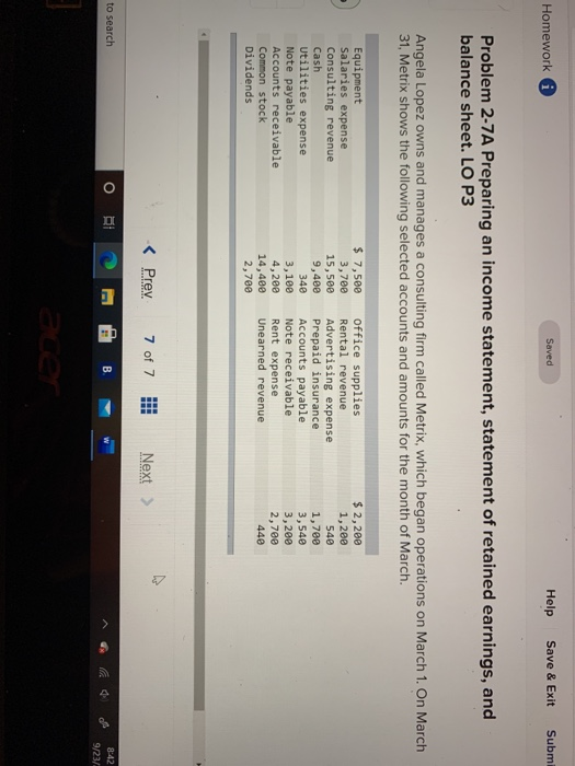 Solved Homework Saved Help Save And Exit Submi Problem 2 7a