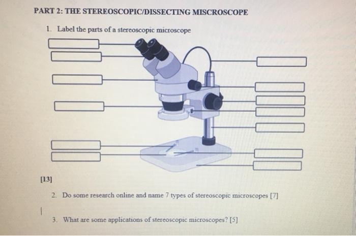 Solved PART 2: THE STEREOSCOPIC/DISSECTING MISCROSCOPE 1. | Chegg.com