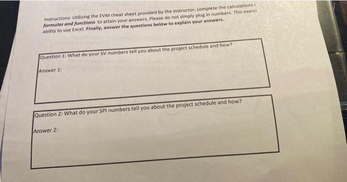 Solved Instructions: Ueilizing the EVM cheat sheet provided | Chegg.com
