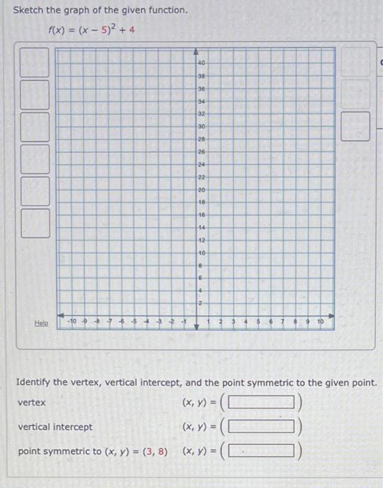Solved Sketch the graph of the given function. f(x)=(x−5)2+4 | Chegg.com