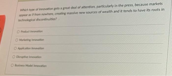 Solved Which type of innovation gets a great deal of | Chegg.com