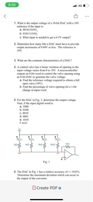 Solved wil 46 1. What is the output voltage of a 10− bit DAC | Chegg.com