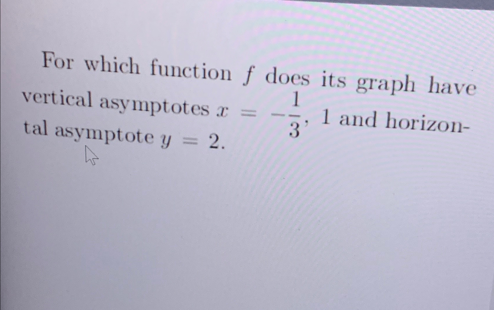 Solved For which function f ﻿does its graph have vertical | Chegg.com