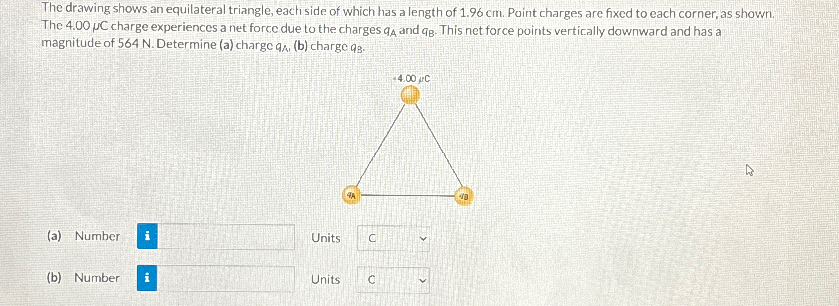 Solved The drawing shows an equilateral triangle, each side | Chegg.com