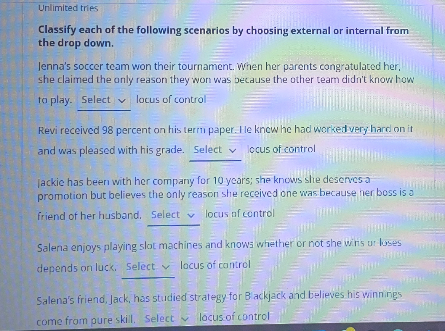 Solved Unlimited triesClassify each of the following | Chegg.com