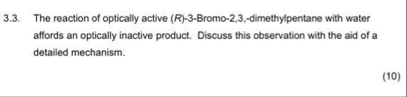 Solved 3.3. ﻿The reaction of optically active | Chegg.com