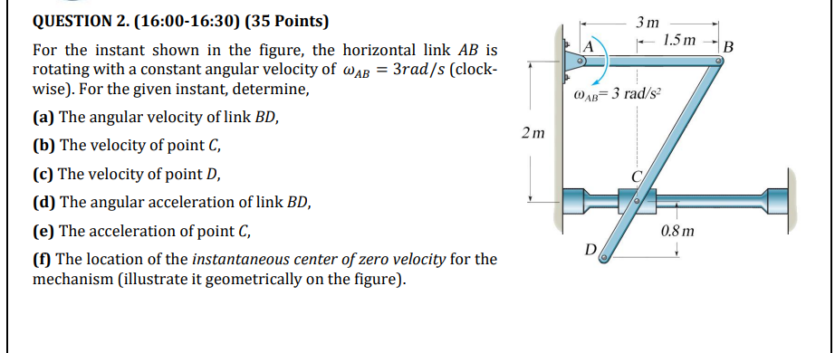 Solved For the instant shown in the figure, the horizontal | Chegg.com