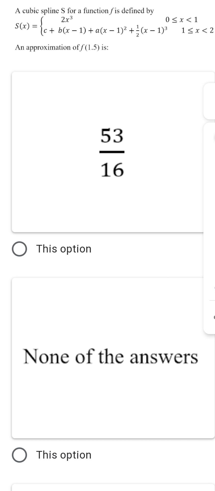 Solved A cubic spline S for a function f is defined by 2x3 0 | Chegg.com