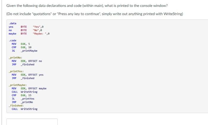 Solved Given the following data declarations and code | Chegg.com
