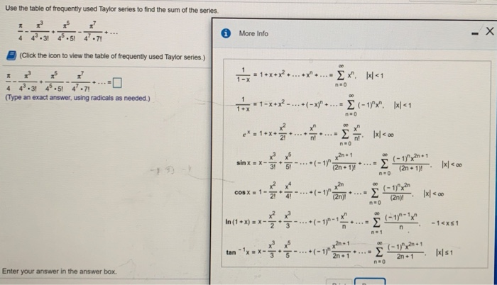 Solved Use the table of frequently used Taylor series to | Chegg.com