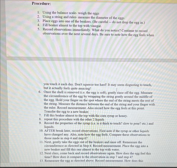 EGG-SPERIMENT: Objectives: 1. To understand one way | Chegg.com