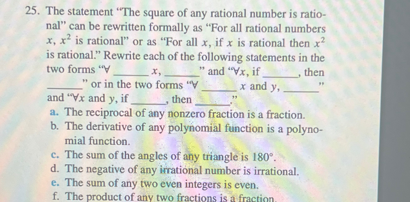 Solved The statement "The square of any rational number is | Chegg.com