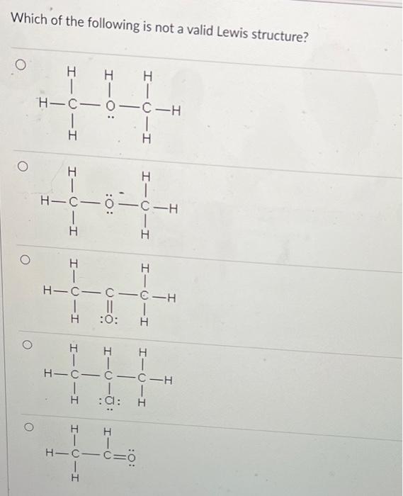 Solved Which of the following is not a valid Lewis | Chegg.com