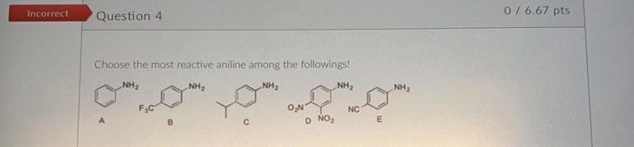 Solved Choose the most reactive aniline among the | Chegg.com