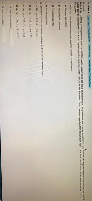 Solved Problem 4. SAVE and PREVIEW ONLY ANSWERS NOT | Chegg.com