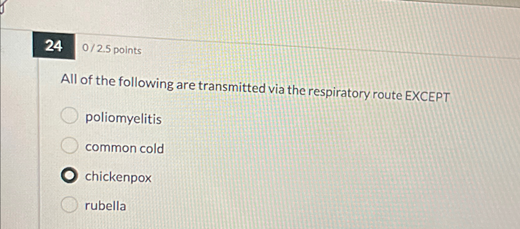 Solved 2402.5 ﻿pointsAll of the following are transmitted | Chegg.com