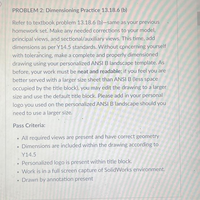 Solved PROBLEM 2: Dimensioning Practice 13.18 .6 (b) Refer | Chegg.com