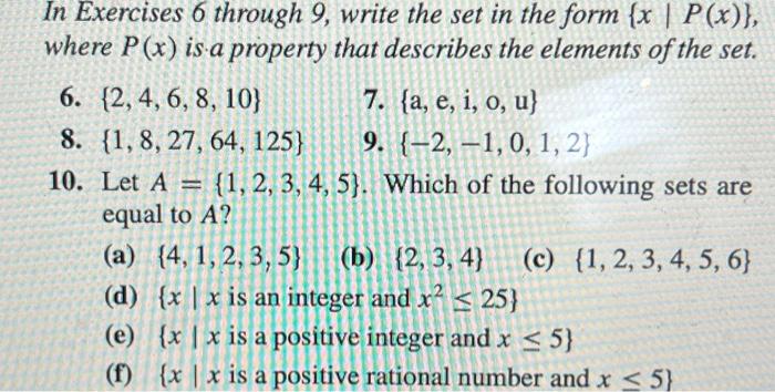 Solved In Exercises 6 through 9, write the set in the form | Chegg.com