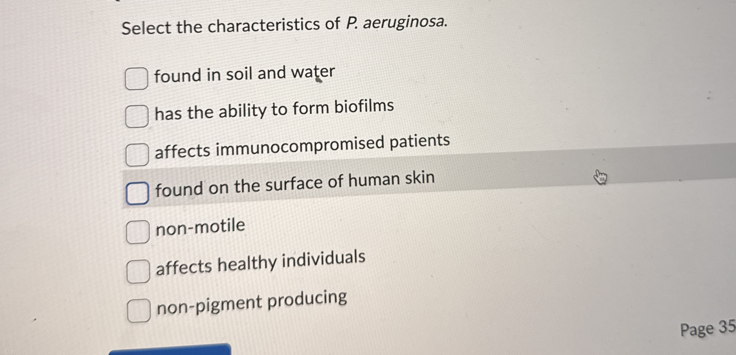 Solved Select the characteristics of P. ﻿aeruginosa.found in | Chegg.com
