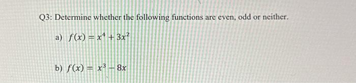 Solved Q3: Determine whether the following functions are | Chegg.com