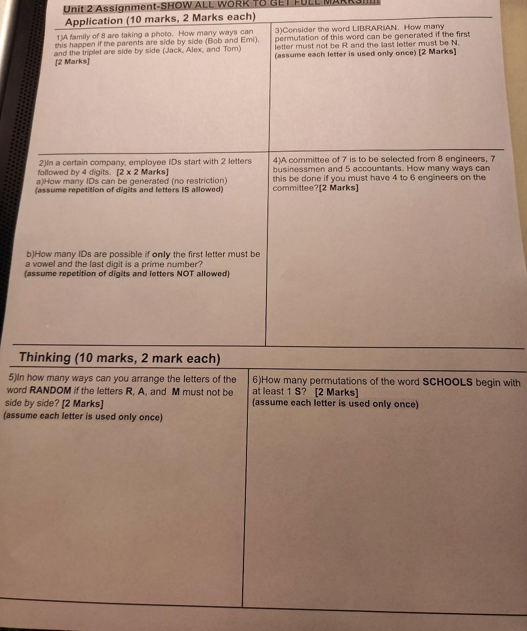 Solved Unit 2 Assignment-SHOW ALL WORK TO GET FULL | Chegg.com
