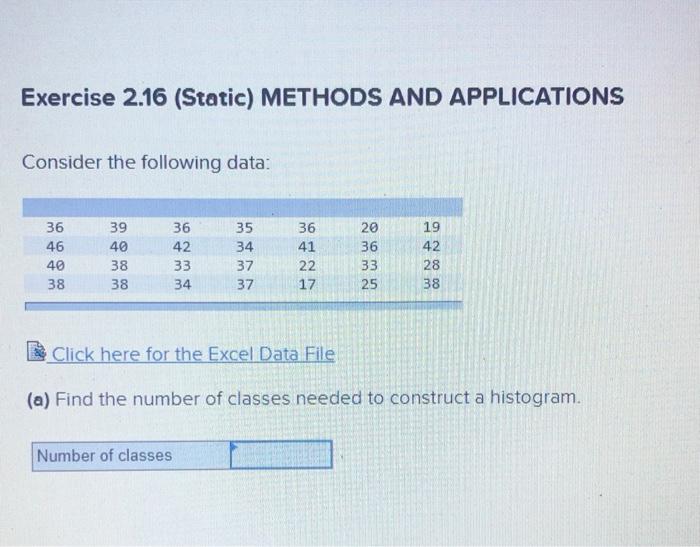 Solved Exercise 2.16 (Static) METHODS AND APPLICATIONS | Chegg.com