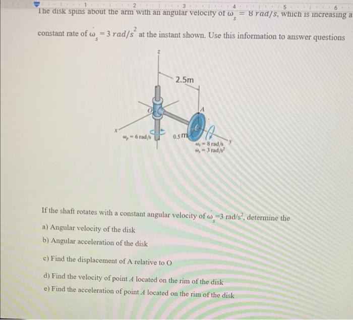 Solved 1 1 2 3 4. 5. The disk spins about the arm with an | Chegg.com