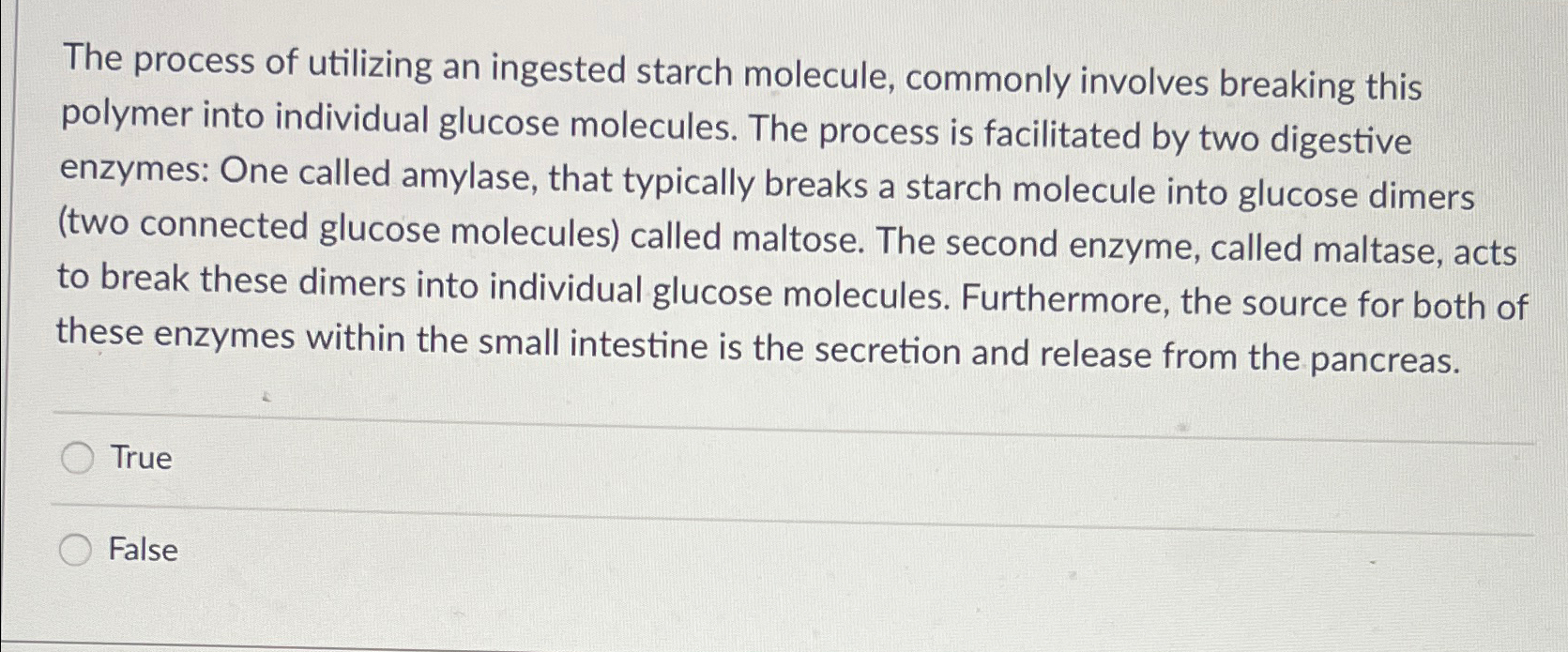 Solved The process of utilizing an ingested starch molecule, | Chegg.com