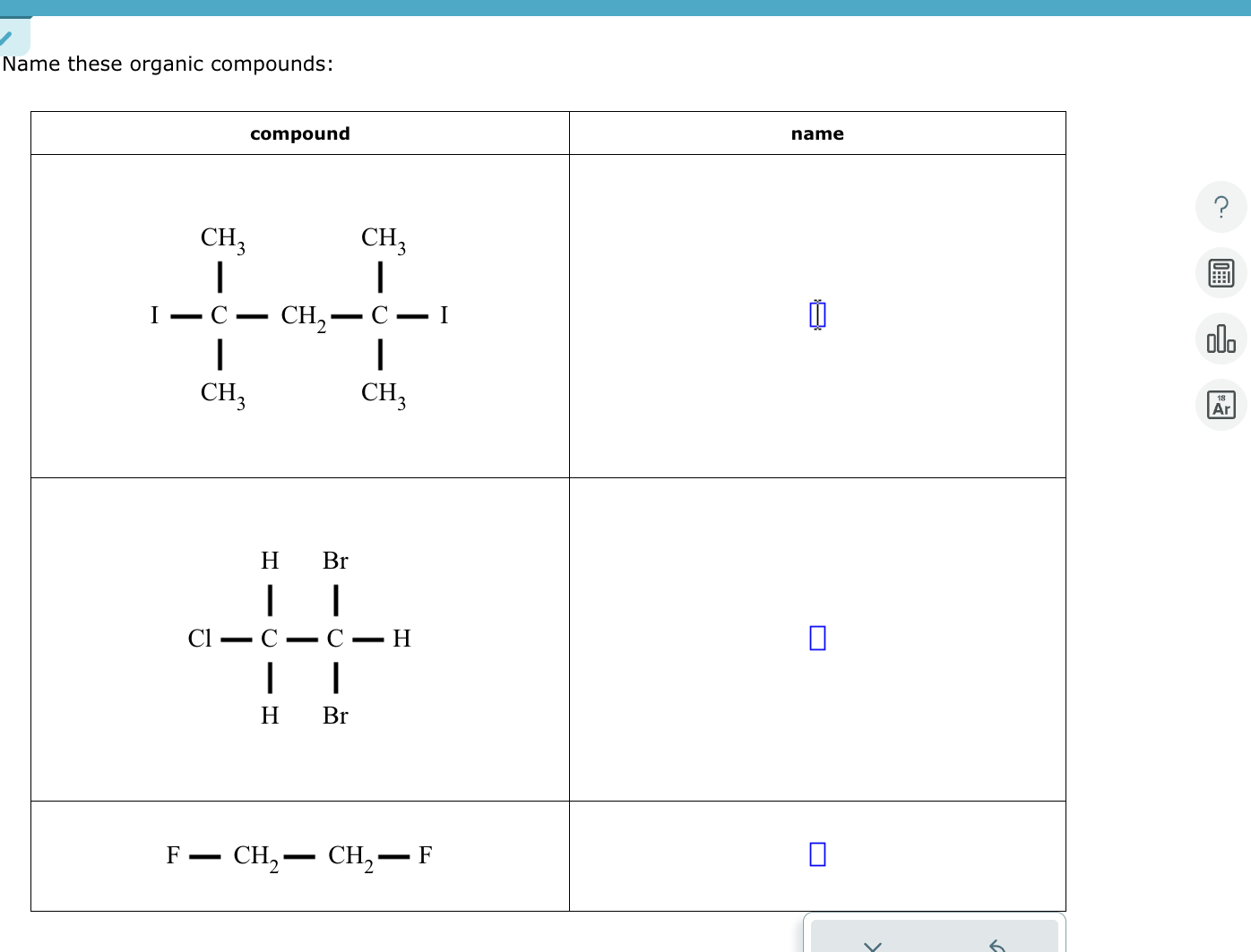 Solved Name these organic compounds:Name these organic | Chegg.com