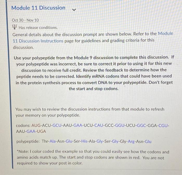 Oct 30 - Nov 10 \% Has release conditions. General | Chegg.com