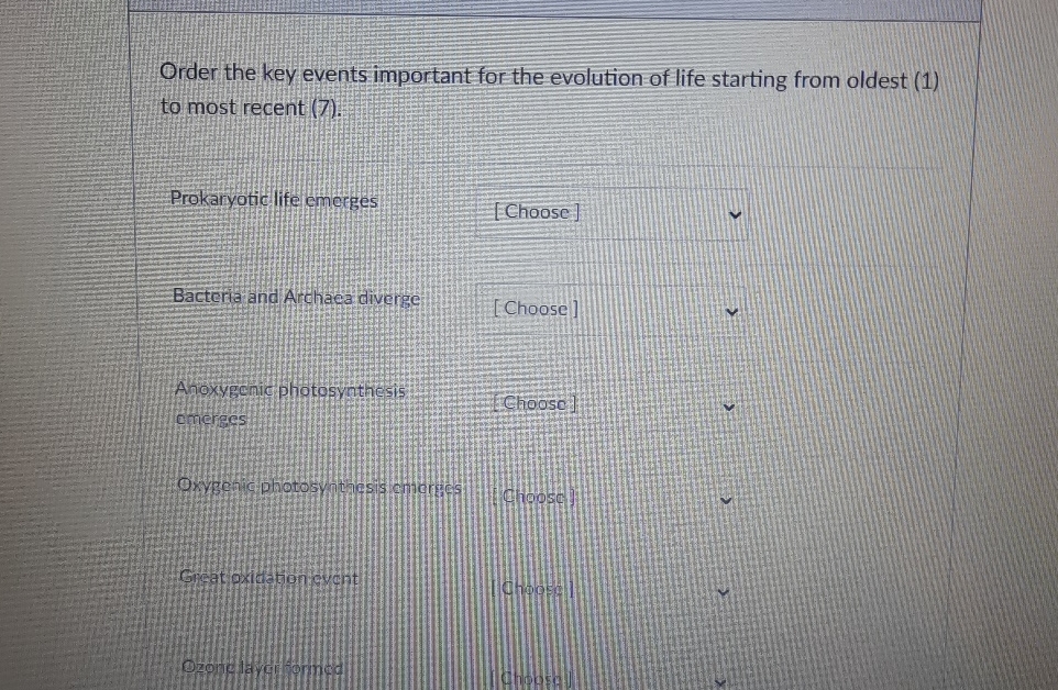Solved Order the key events important for the evolution of | Chegg.com