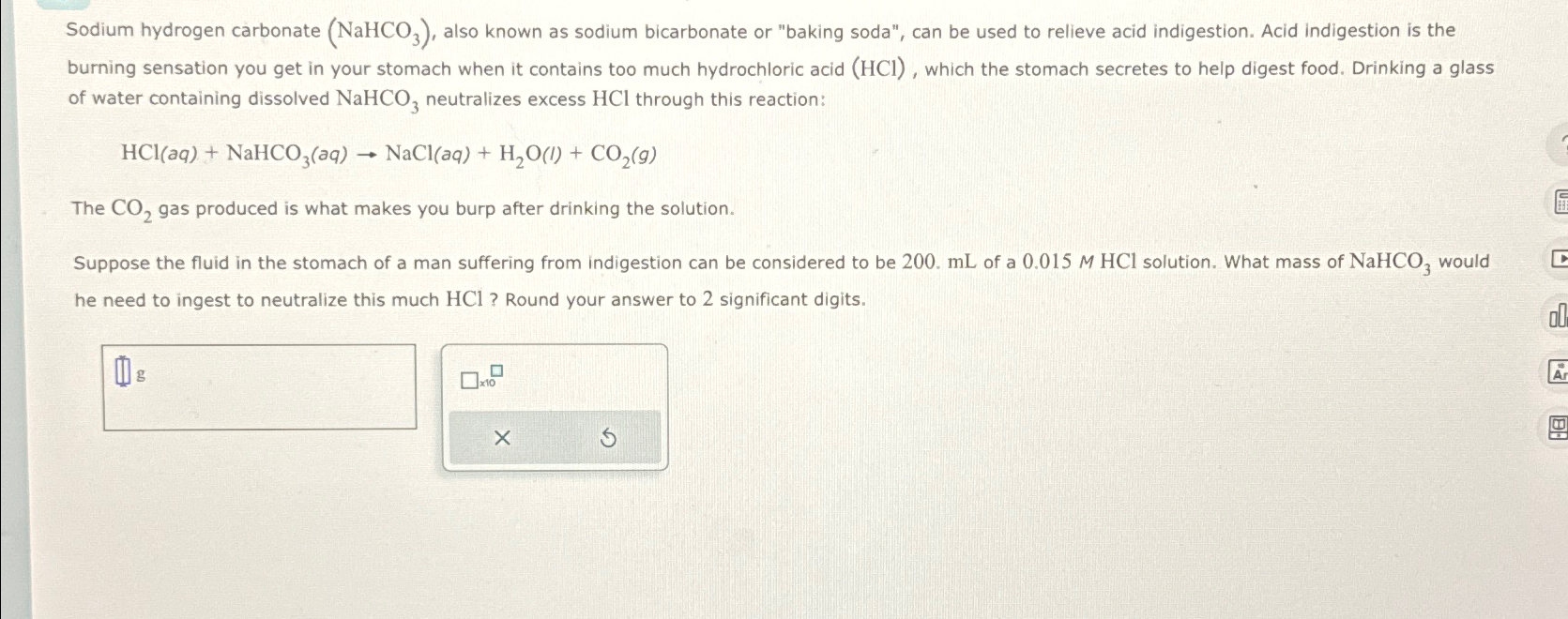 Solved Sodium hydrogen carbonate (NaHCO3), ﻿also known as | Chegg.com