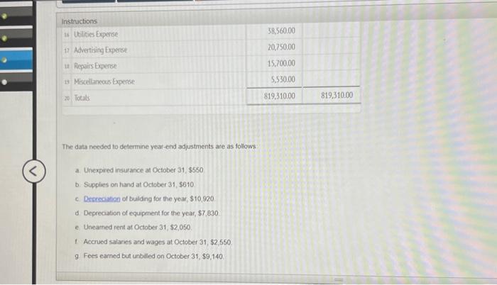 Instructions The data needed to determine year-end | Chegg.com