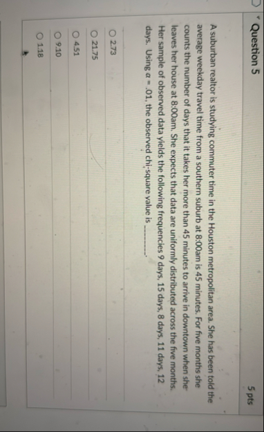 Solved Question 55 ﻿ptsA suburban realtor is studying | Chegg.com