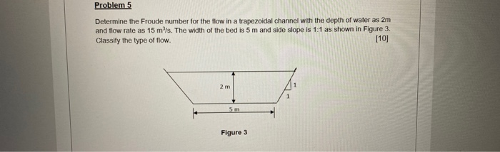 Solved Problem 5 Determine the Froude number for the flow in | Chegg.com