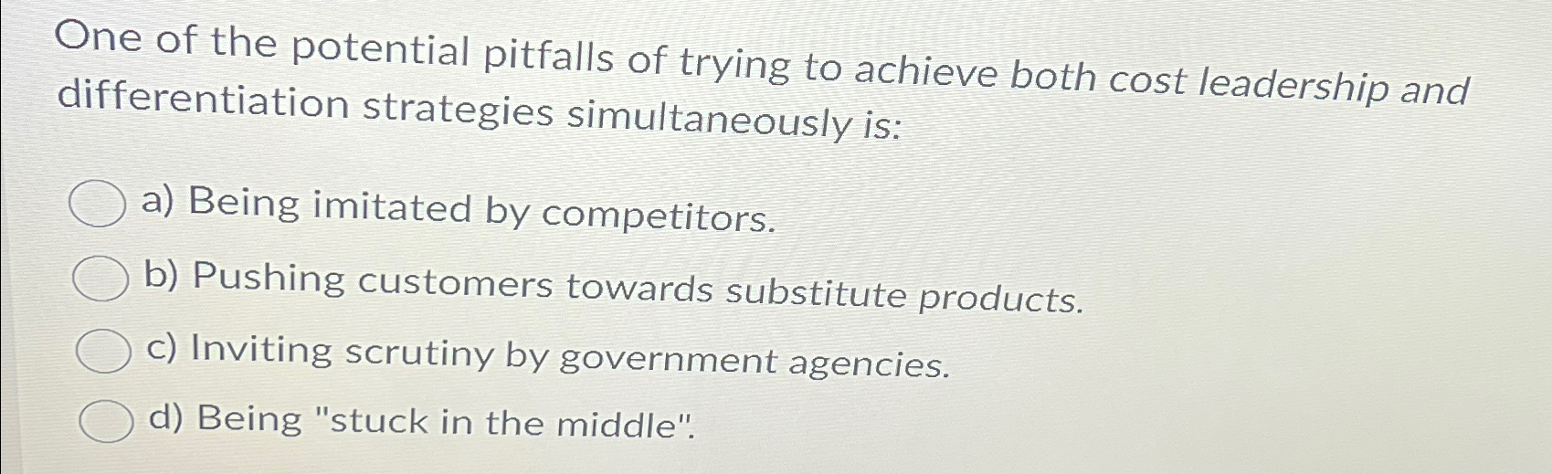 Solved One of the potential pitfalls of trying to achieve | Chegg.com