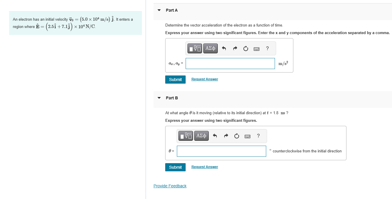 Solved Part AAn ﻿electron has an ﻿initial velocity | Chegg.com