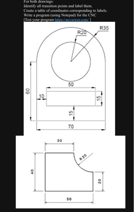 Solved For both drawings: Identify all transition points and | Chegg.com