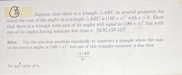 Solved 3) Suppose that there is a triangle ABC in neutral | Chegg.com