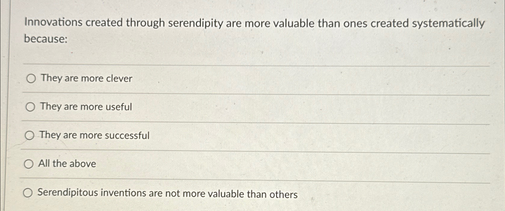 Solved Innovations created through serendipity are more | Chegg.com