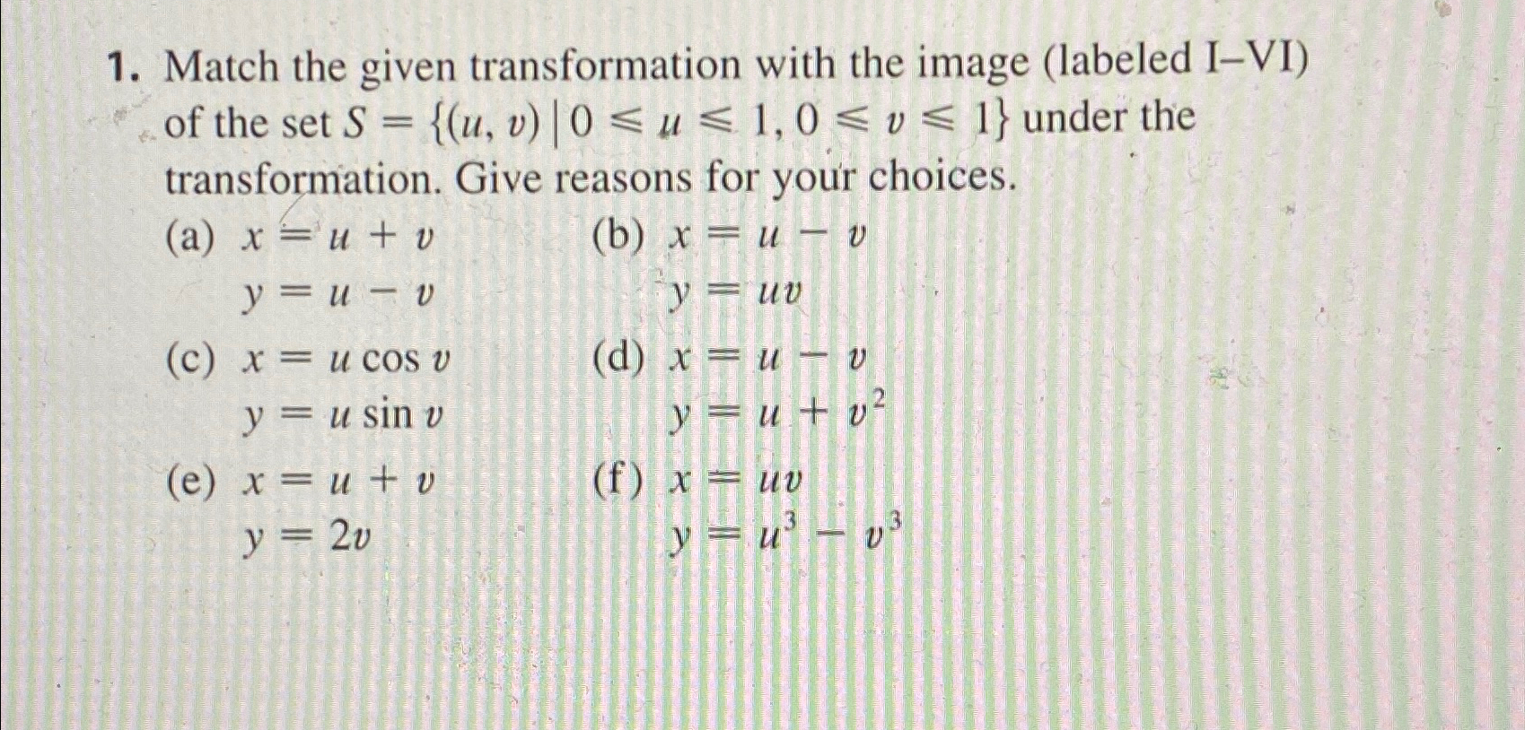 Solved Match the given transformation with the image | Chegg.com