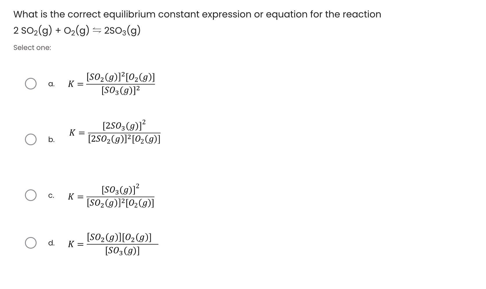 What is the correct equilibrium constant expression | Chegg.com