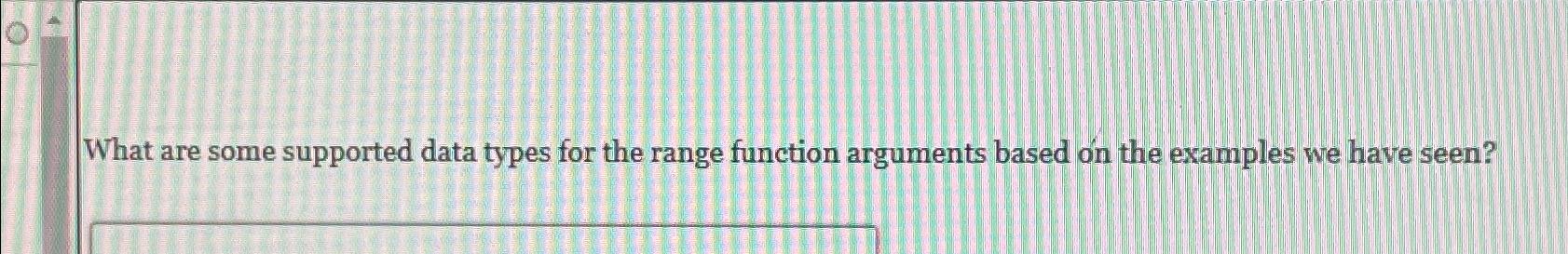 Solved What are some supported data types for the range | Chegg.com Solved What are some supported data types for the range | Chegg.com