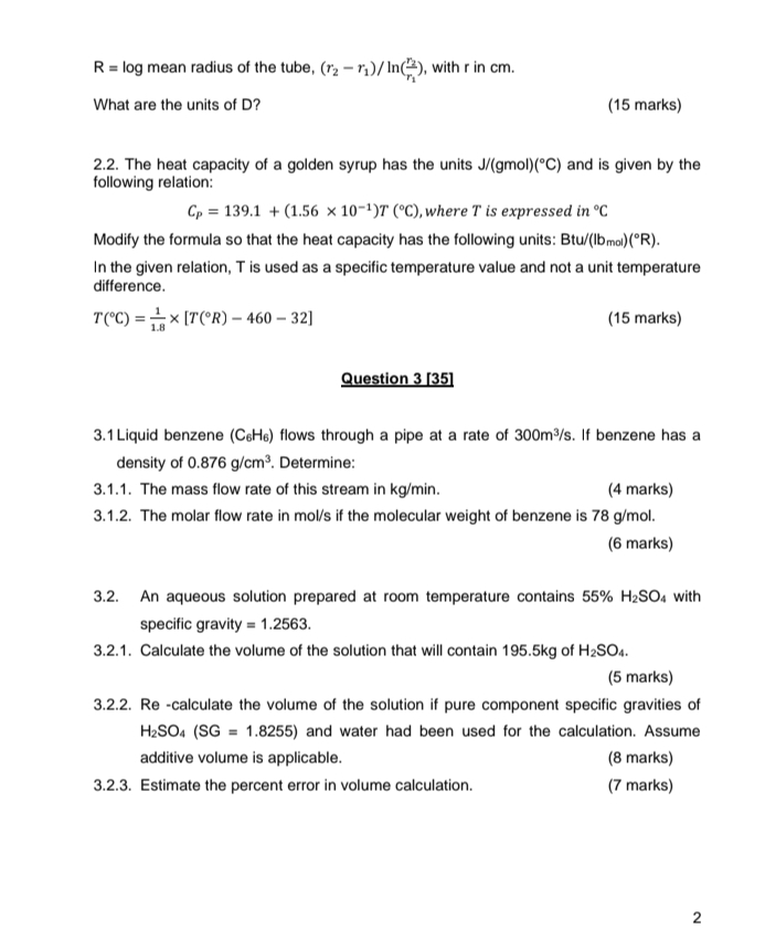 Solved R=log ﻿mean radius of the tube, r2-r1ln(r2r1), ﻿with | Chegg.com