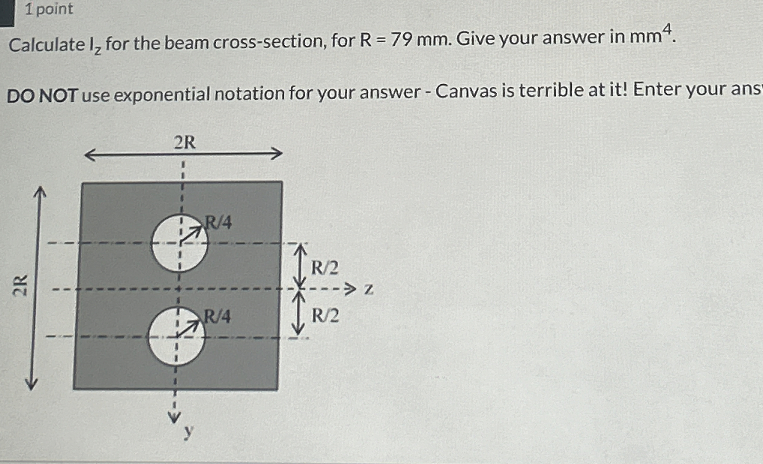 Solved 1 ﻿pointCalculate Iz ﻿for the beam cross-section, for | Chegg.com