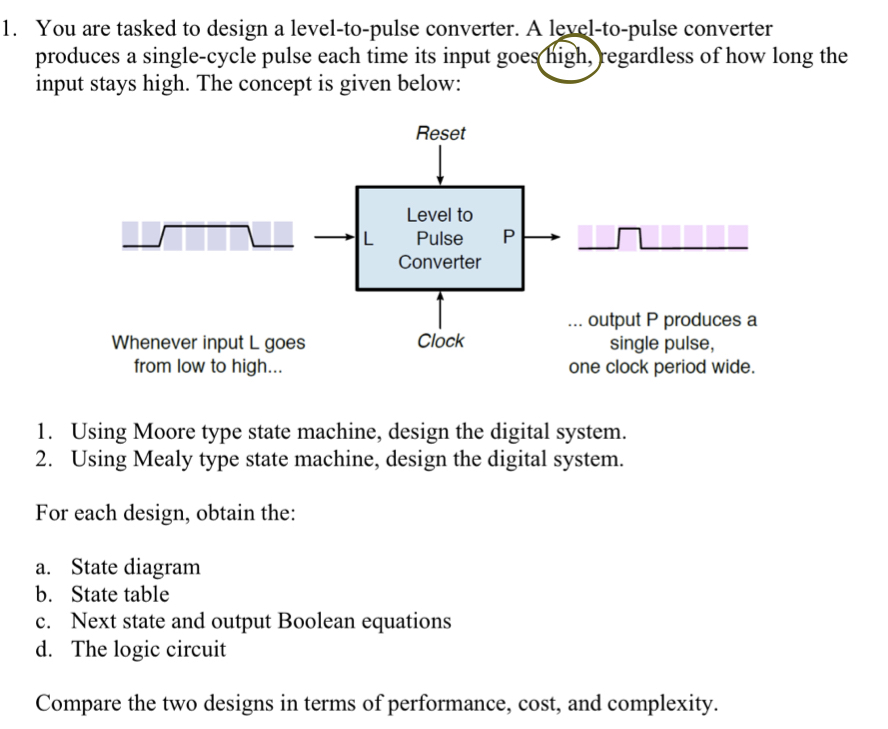 Solved You are tasked to design a level-to-pulse converter. | Chegg.com