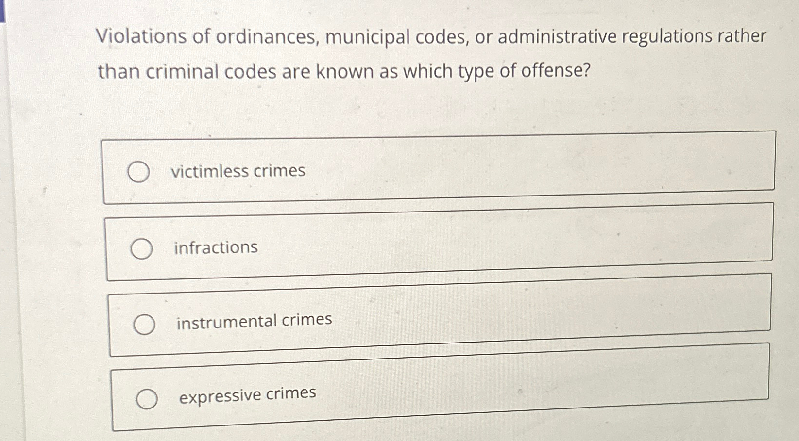 Solved Violations of ordinances, municipal codes, or | Chegg.com